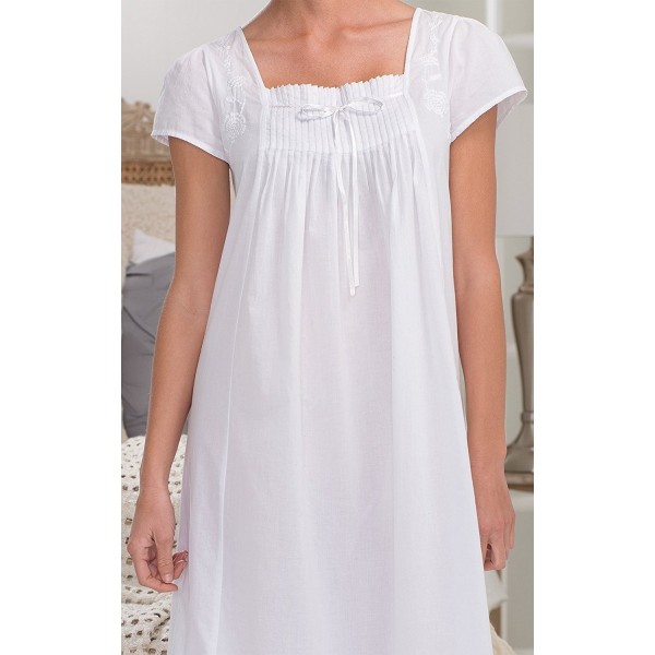 Womens Felicity Short Sleeve Lightweight Cotton Nightgown White